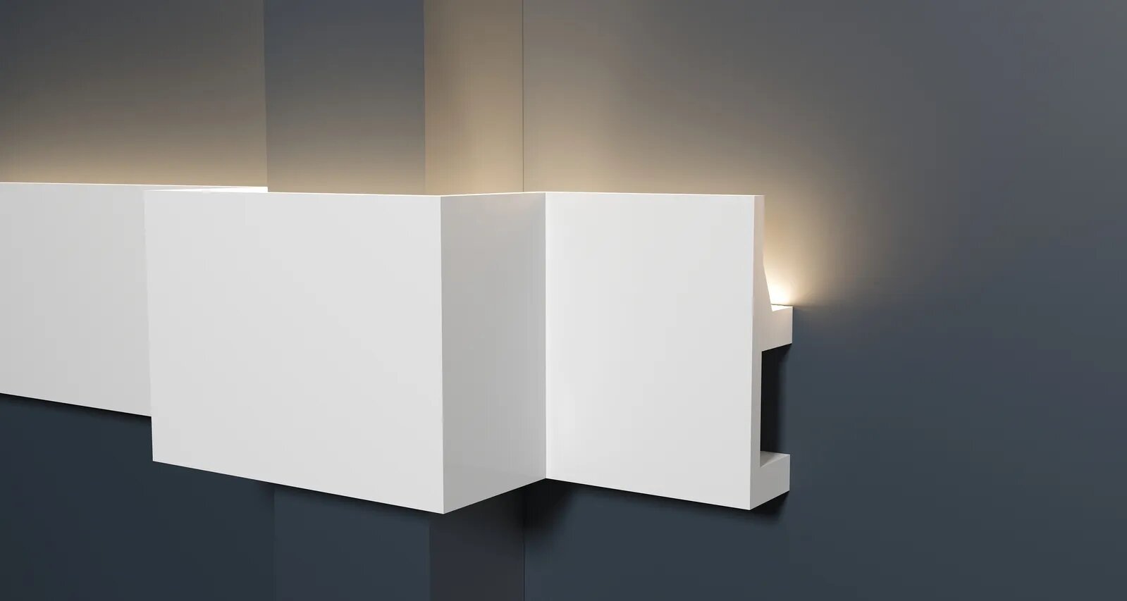 Молдинг под покраску, потолочная галтель. Декор Дизайн, с отражателем под подсветку DD615, размер 80х25x2000мм 1 штука