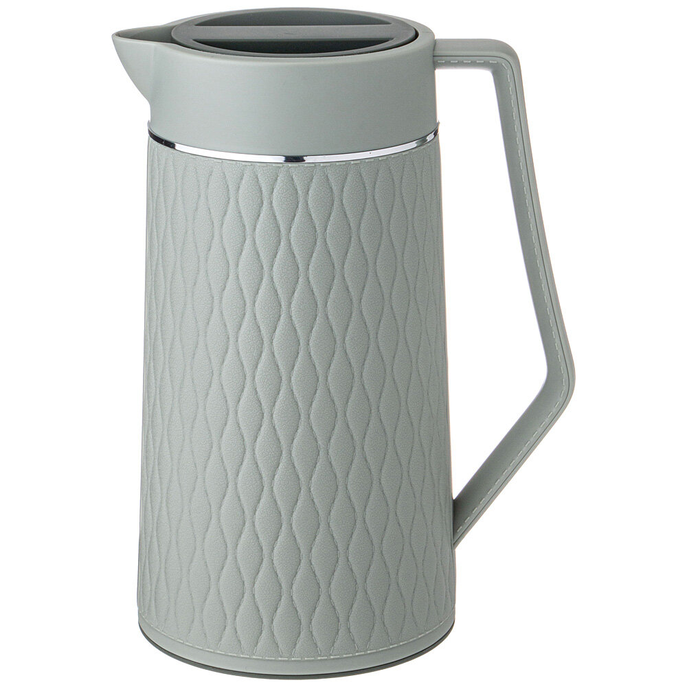 Термос 1л со стеклянной колбой, цвет серый