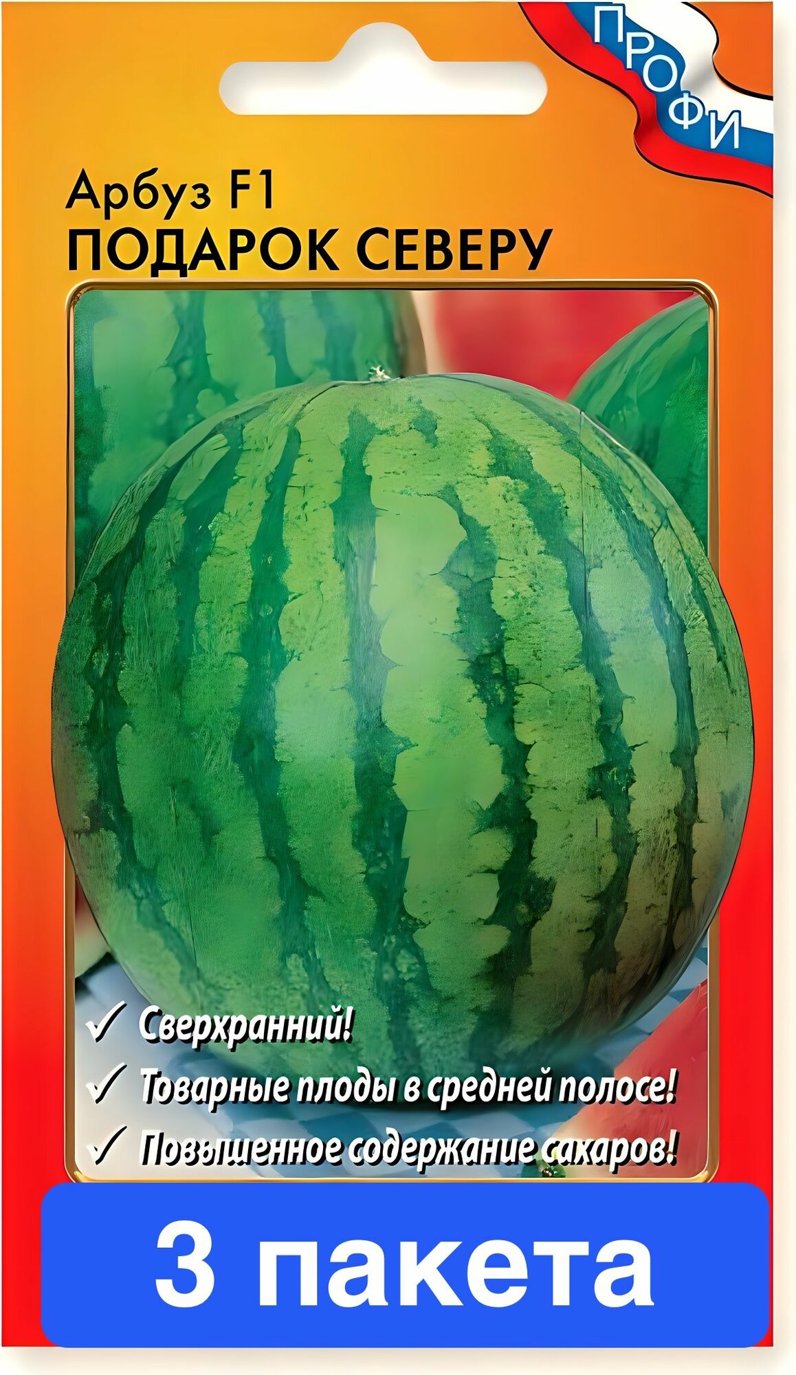 Семена овощей Русский Огород "Арбуз Подарок Северу", F1, 10 шт. 3 пакета