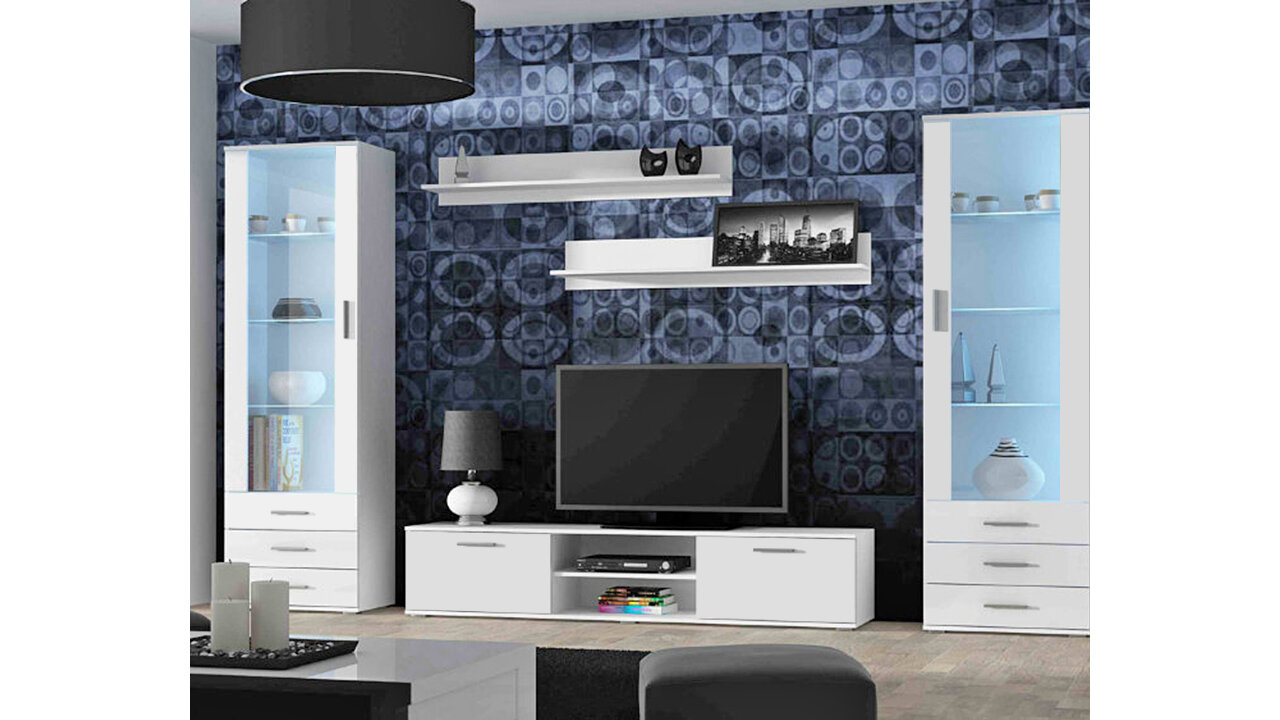 Гостиная Сохо 7 Белый Фасадный 0101 NEW 300x41x192 см, GOODFORM