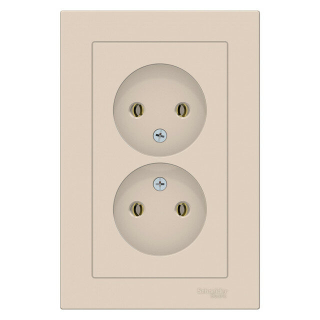 Розетка 2 поста SCHNEIDER ELECTRIC Atlas Design б/з бежевый