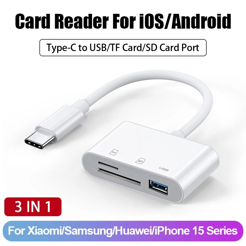 Для чтения карт памяти iOS на SD TF адаптер 5 в 1 USB OTG с портом зарядки для iPhone 3 IN 1 Type-C