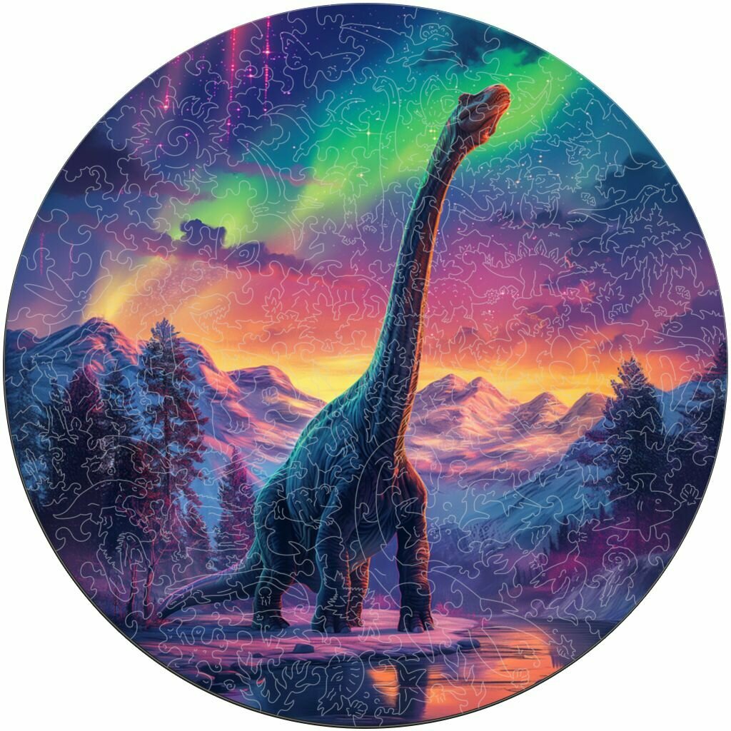 Деревянный пазл BoberBox "Брахиозавр", 220 деталей