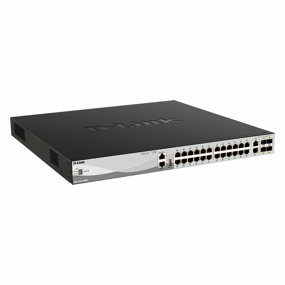 Коммутатор управляемый D-Link DGS-3130-30PS, 24 LAN-порта, веб-интерфейс