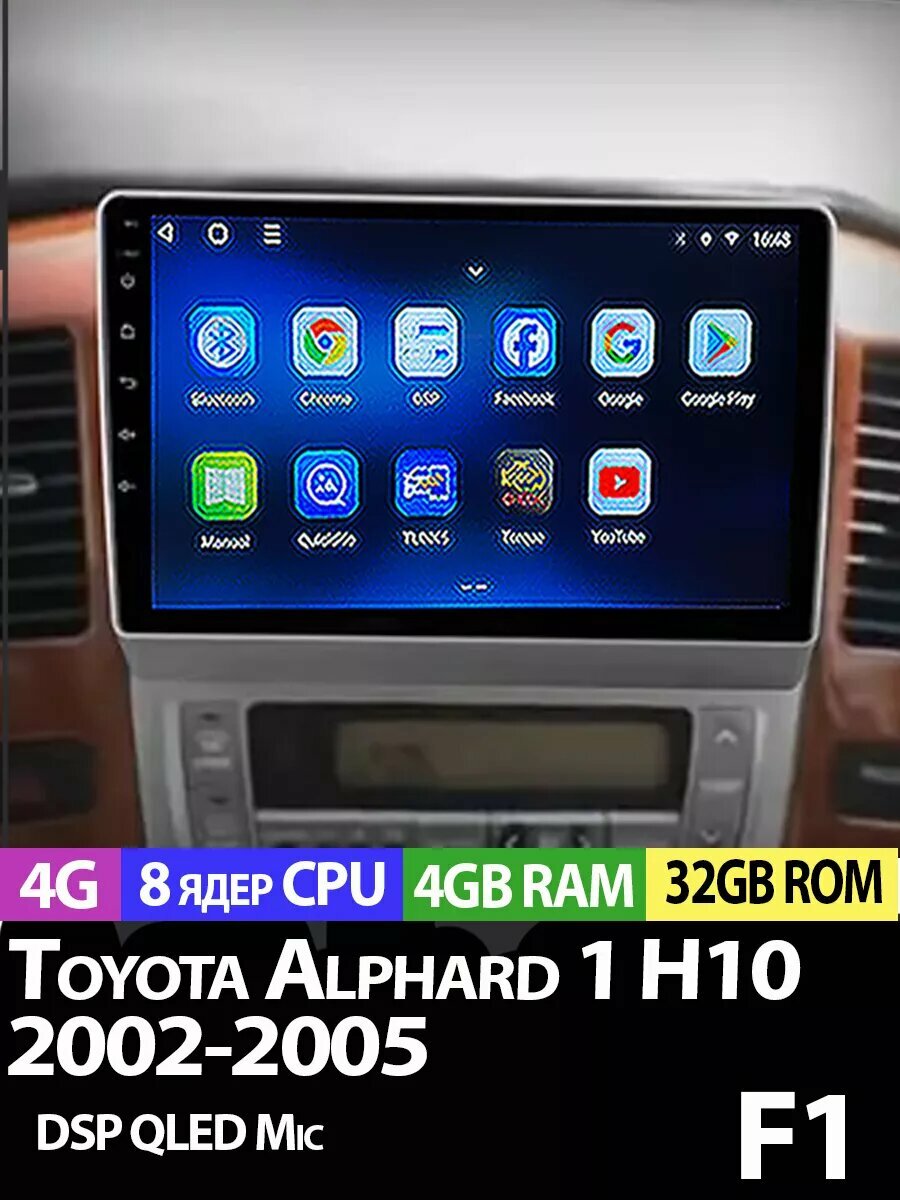 Магнитола TS18 PRO Toyota Alphard 1 H10 2002-2005 4/32Gb, Bluetooth, FM/AM, GPS