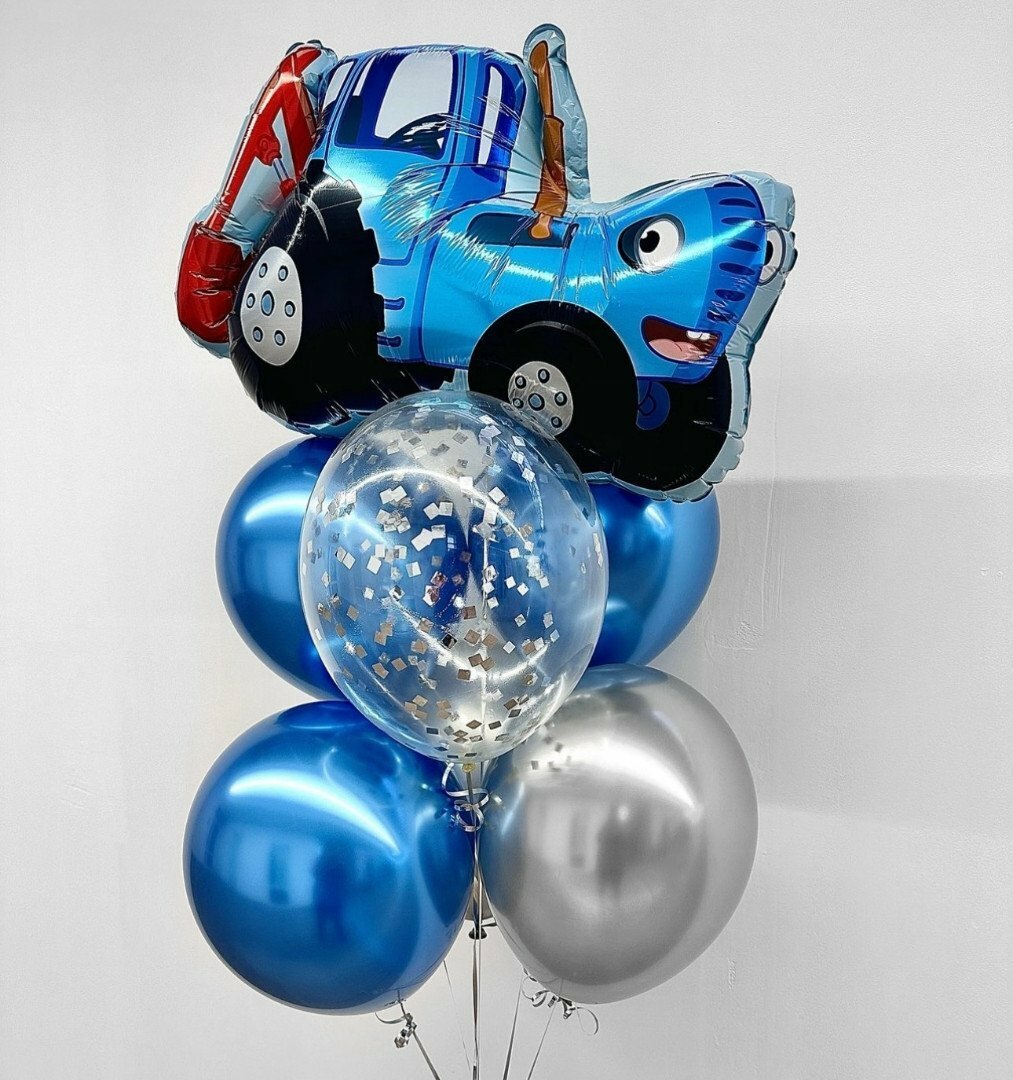 Фонтан из воздушных шаров «Синий трактор»