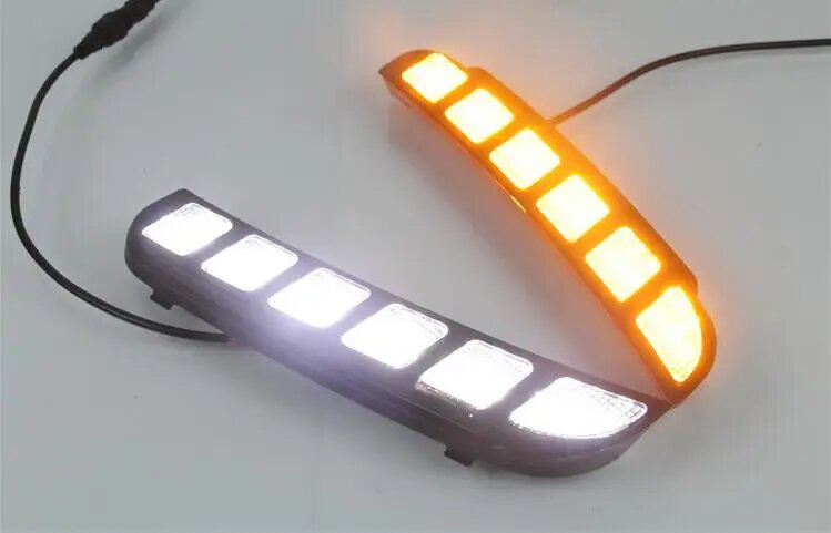 Дневные ходовые огни для Ford Explorer 2016 2017, Светодиодные Автомобильные дневные ходовые огни 12 В, противотуманные фары с указателем поворота и реле затемнения white and yellow