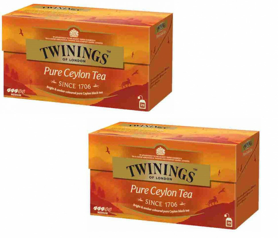 Twinings Pure Ceylon 2г x 25 пак черный чай (упаковка 2 шт) (07878-8097)