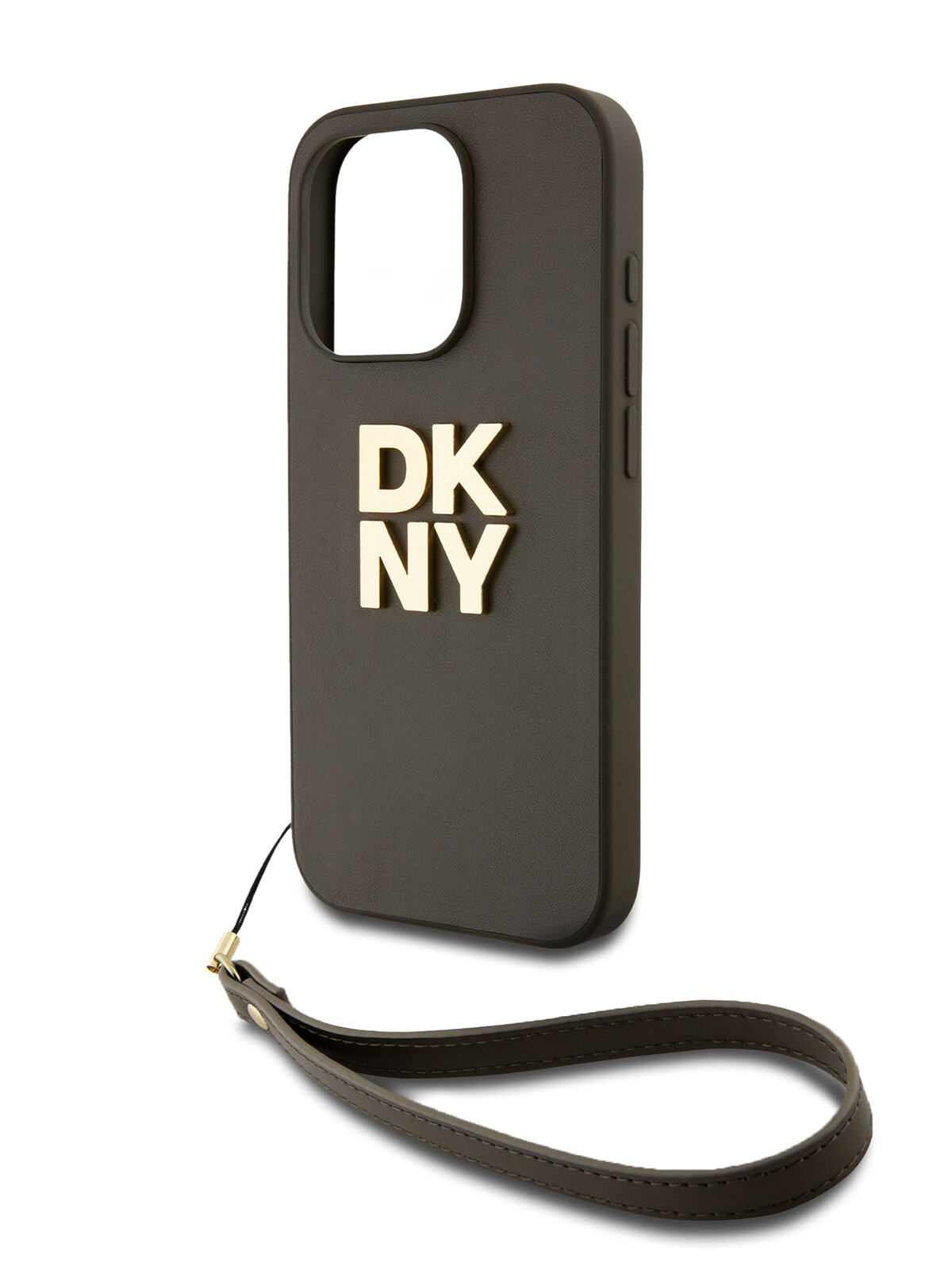 DKNY для iPhone 15 Pro чехол PU Stack metal logo Hard + Hand strap Green