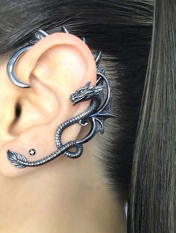 Моносерьга кафф, славянский оберег, металл