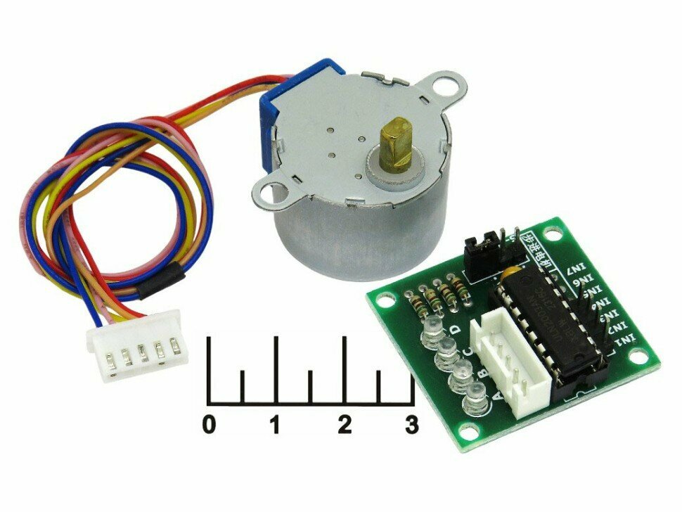 Двигатель шаговый 28BYJ-48 5 проводов =12V + драйвер
