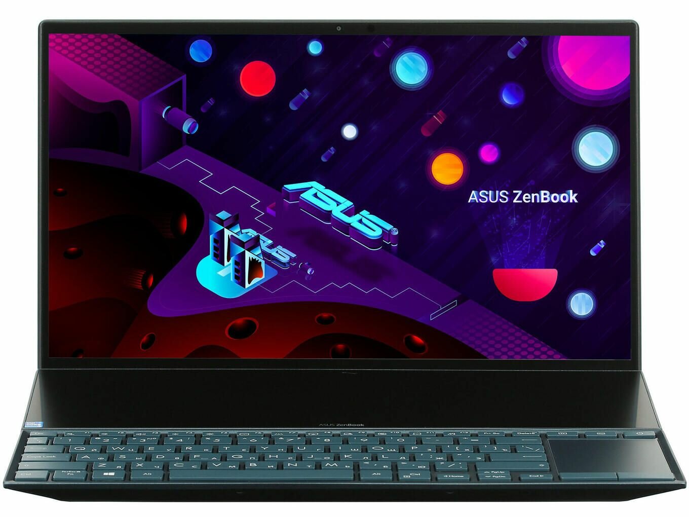 14" Ноутбук ASUS ZenBook DUO 14 UX482EG-HY199T (90NB0S51-M03510) синий - 1920x1080, IPS, Intel Core i7-1165G7, ядра: 4 х 2.8 ГГц, 16 ГБ, SSD 512 ГБ, GeForce MX450 - 2 ГБ, Windows 10 Home