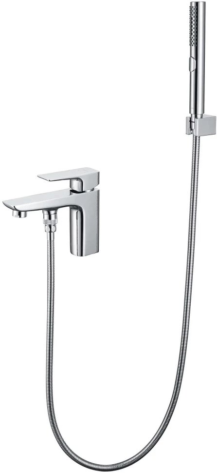 Смеситель на борт ванны Aquatek Вега AQ1044CR с душевым гарнитуром, хром