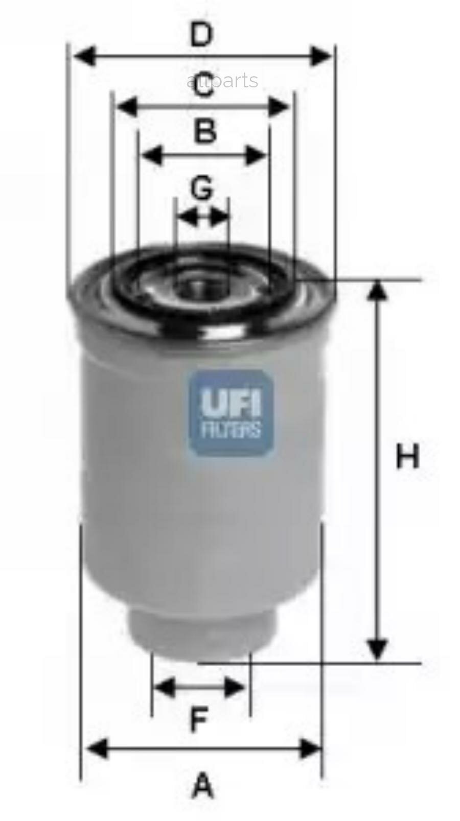 UFI 24.366.00 Фильтр топливный HYUNDAI PORTER /H-1/H-100/MITSUBISHI PAJERO/L200 2.5 DIESEL