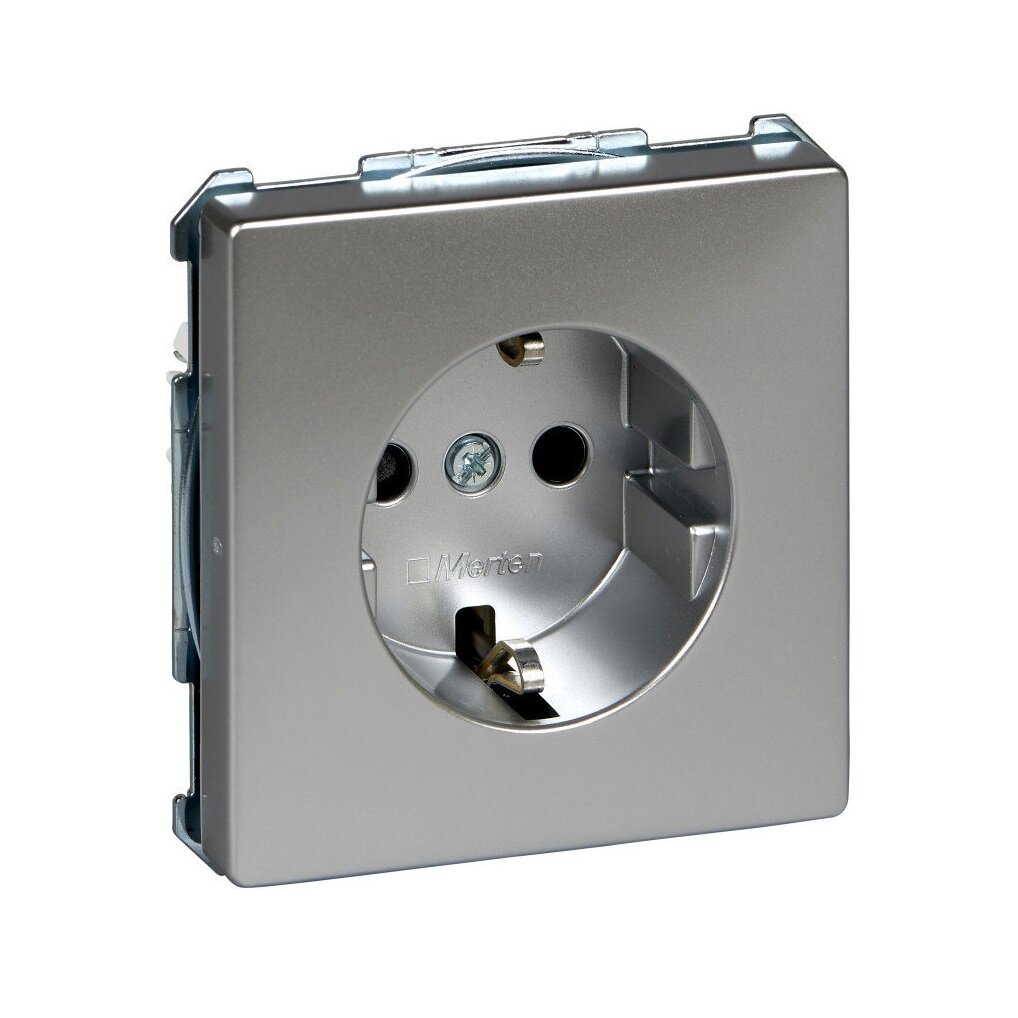 Розетка Schneider Electric MTN2300-4060 Merten SD, 16 А, безвинтовой зажим, защитные шторки, с заземлением, алюминий