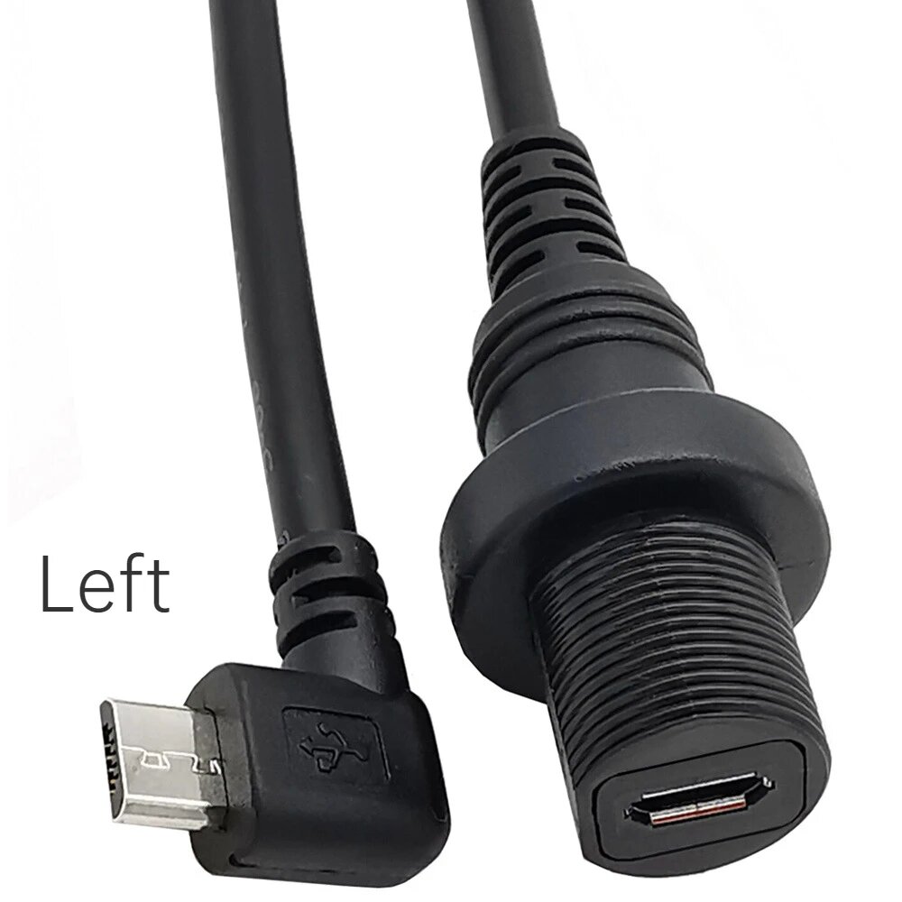 Micro USB кабель 0.3м, угол 90°, черный