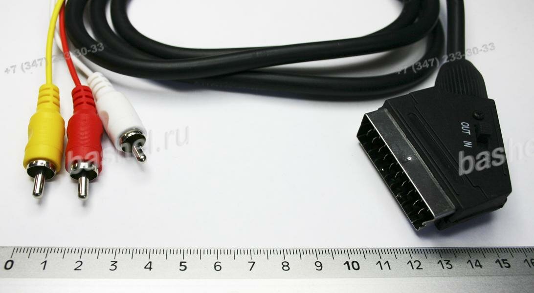 В/шнур Скарт-RCA3 стерео унив.(вход/выход) (шт. пласт. никел.), 1,5 м, DAYTON