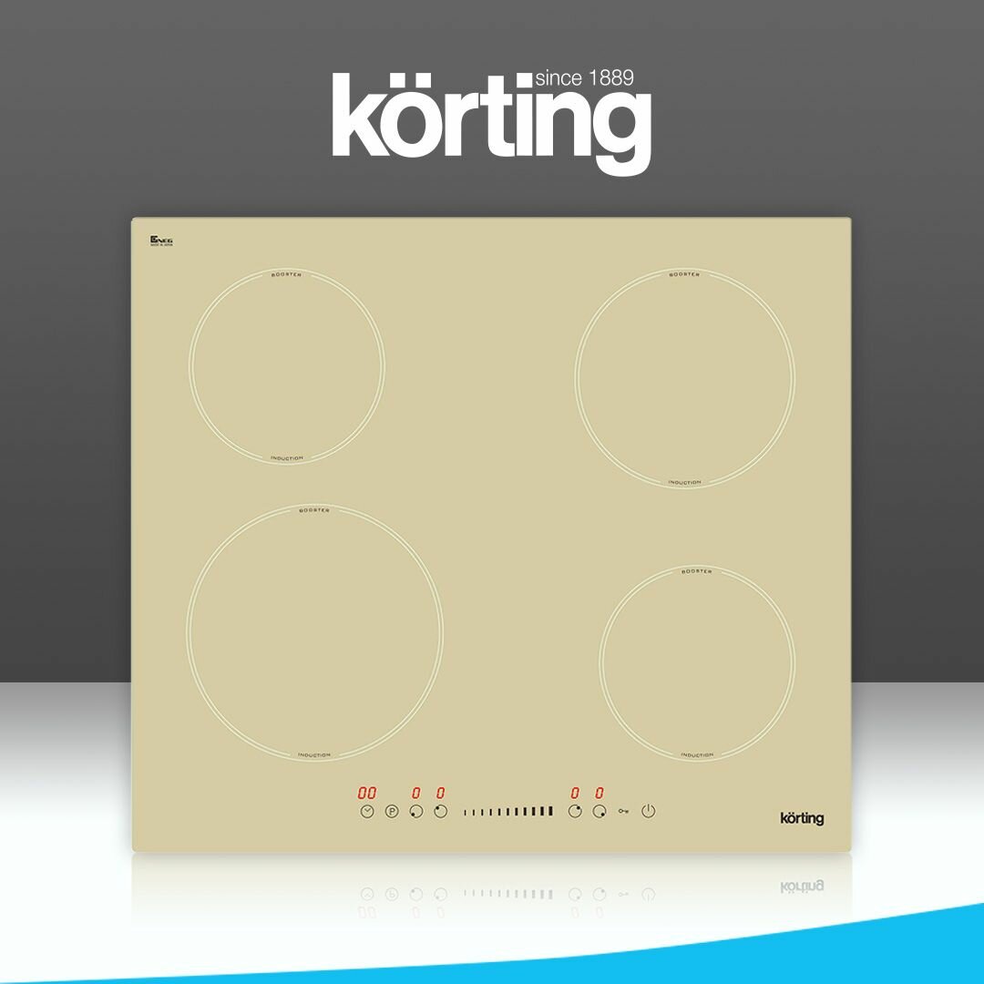 Индукционная варочная панель Korting HI 64560 BB ширина 60 см, 4 конфорки, сенсорный слайдер, бежевый