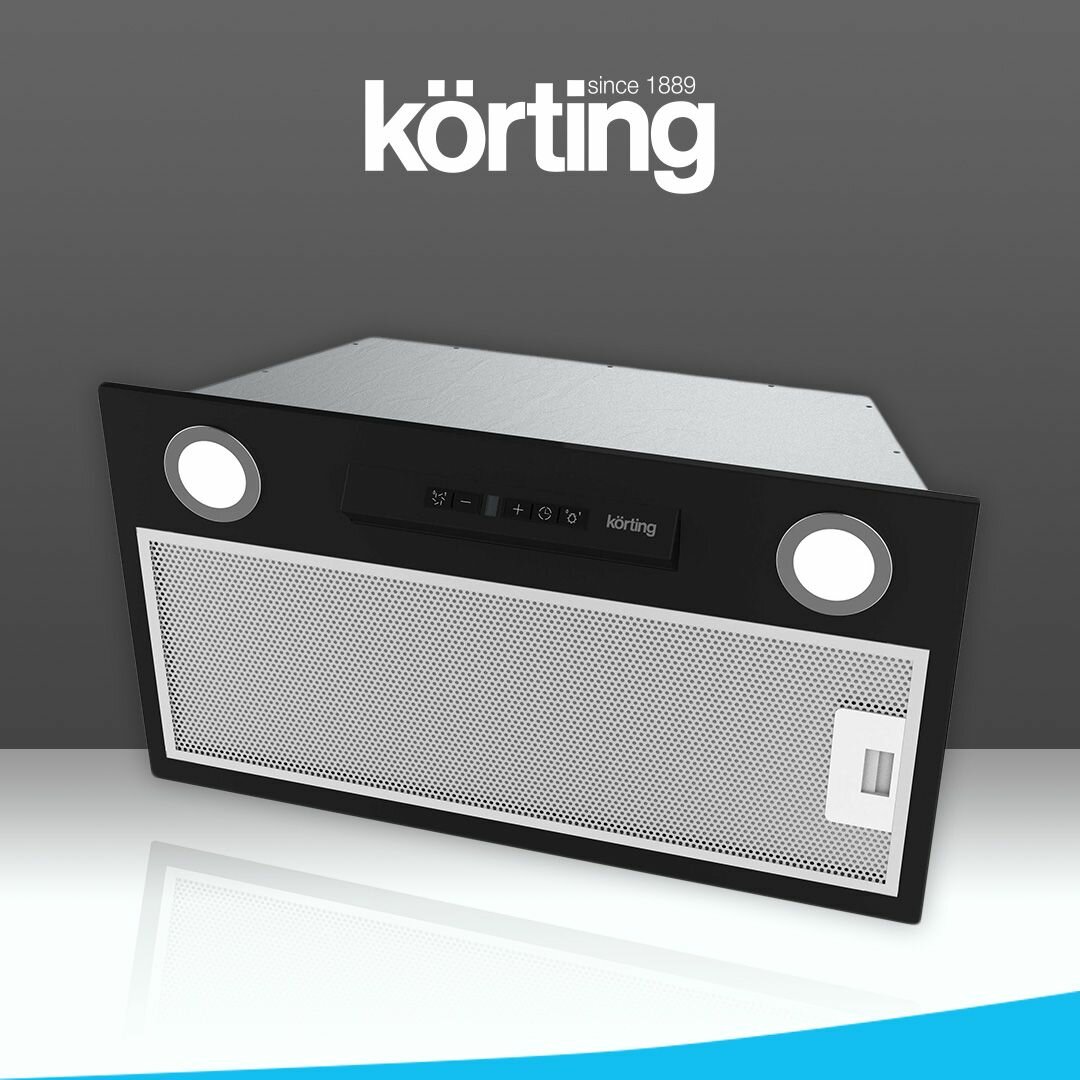 Встраиваемая вытяжка Korting KHI 6755 N ширина 52 см, производительность 800 м3/ч, 3 скорости, черная