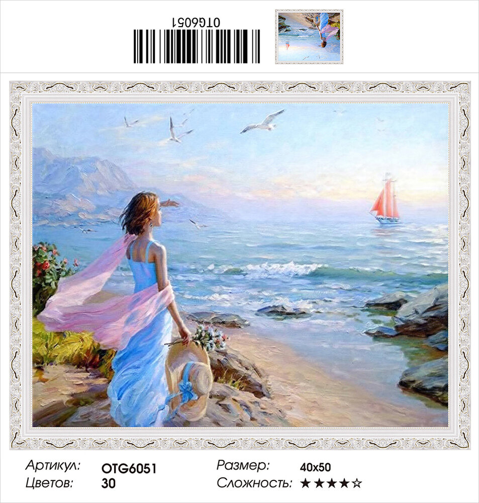 Алмазная мозаика Paintboy OTG6051, холст на подрамнике, круглые стразы, 40x50 см