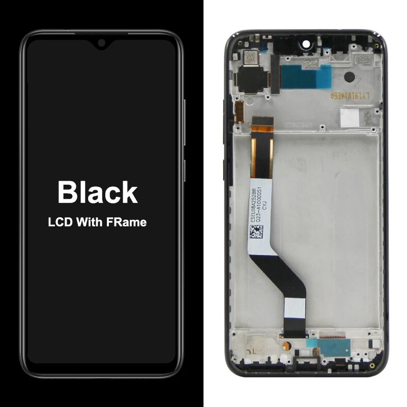 Для Xiaomi Redmi Note 7, 6,3 дюйма, для Redmi Note 7 Pro M1901F7G, ЖК-дисплей, сменный преобразователь сенсорного экрана в сборе Black With Frame
