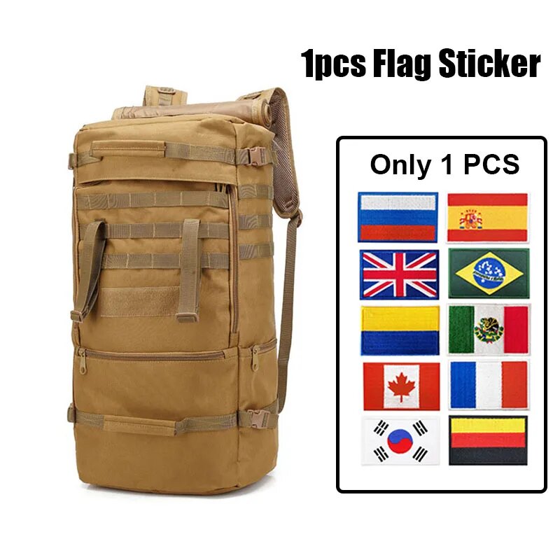 Водонепроницаемая дорожная сумка 60 л Камуфляжный тактический рюкзак мужской уличный Многофункциональный вместительный ручной чемодан сумка рюкзак Хаки