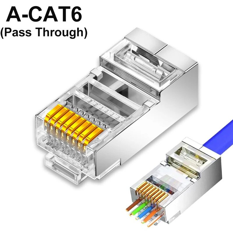 CAT6 RJ45 Pass Through вилка, 30шт