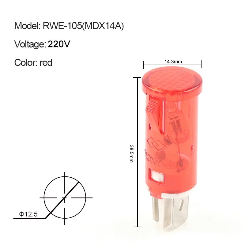 10 шт, 12 В, 24 В, 220 В, 380 В постоянного тока, направляющая сигнальная лампа, неоновая индикаторная панель, монтажная красная, зеленая, желтая лампа