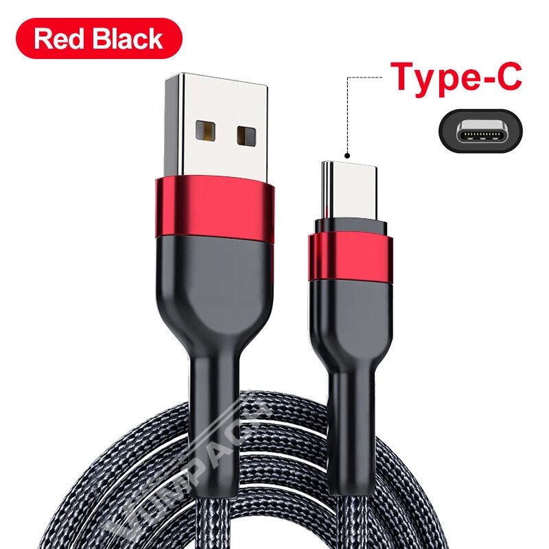 USB-кабель Type-C 2M Red Black, 5A