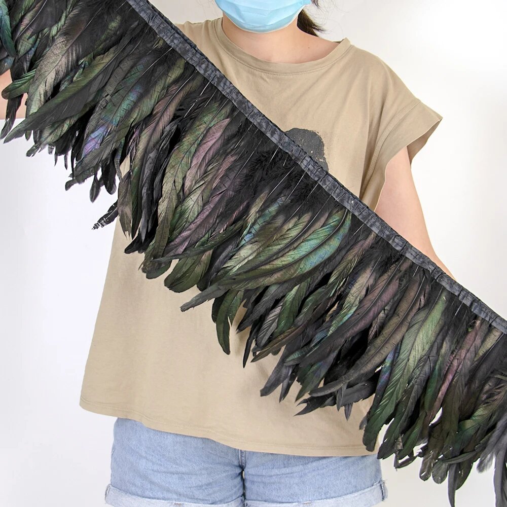 Розовые куриные перья для декора 1yard, черный