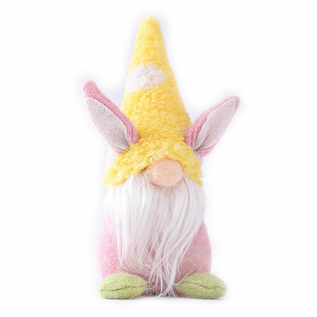 Кукла гном с зайцем и морковкой - желтый заяц