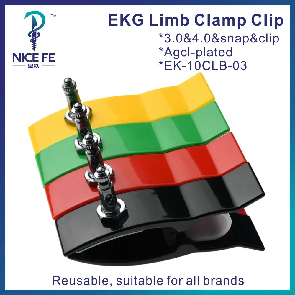 Многофункциональные зажимы-электроды для ЭКГ с покрытием AgCl, детские, типоразмеры 3.0, 4.0, Snap и Clip, для аппаратов ЭКГ, аксессуары для ЭКГ