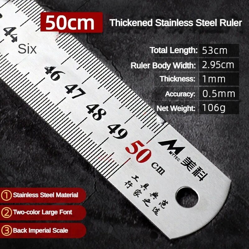 Линейка из нержавеющей стали 15/20/30/50 см 50cm