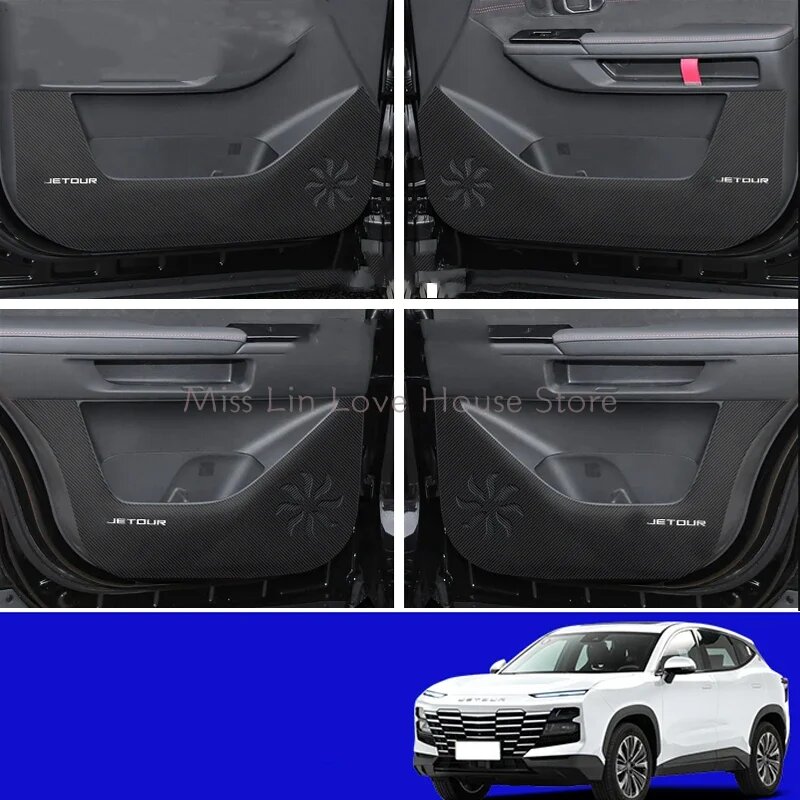 Для Jetour Dashing 2023 2024 кожаная дверная Противоударная защитная наклейка из ПУ углеволокна внутренняя боковая пленка автомобильные аксессуары