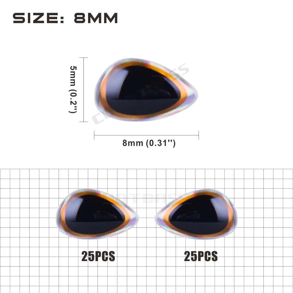 Голографические глаза для приманок 8mm, 50 шт