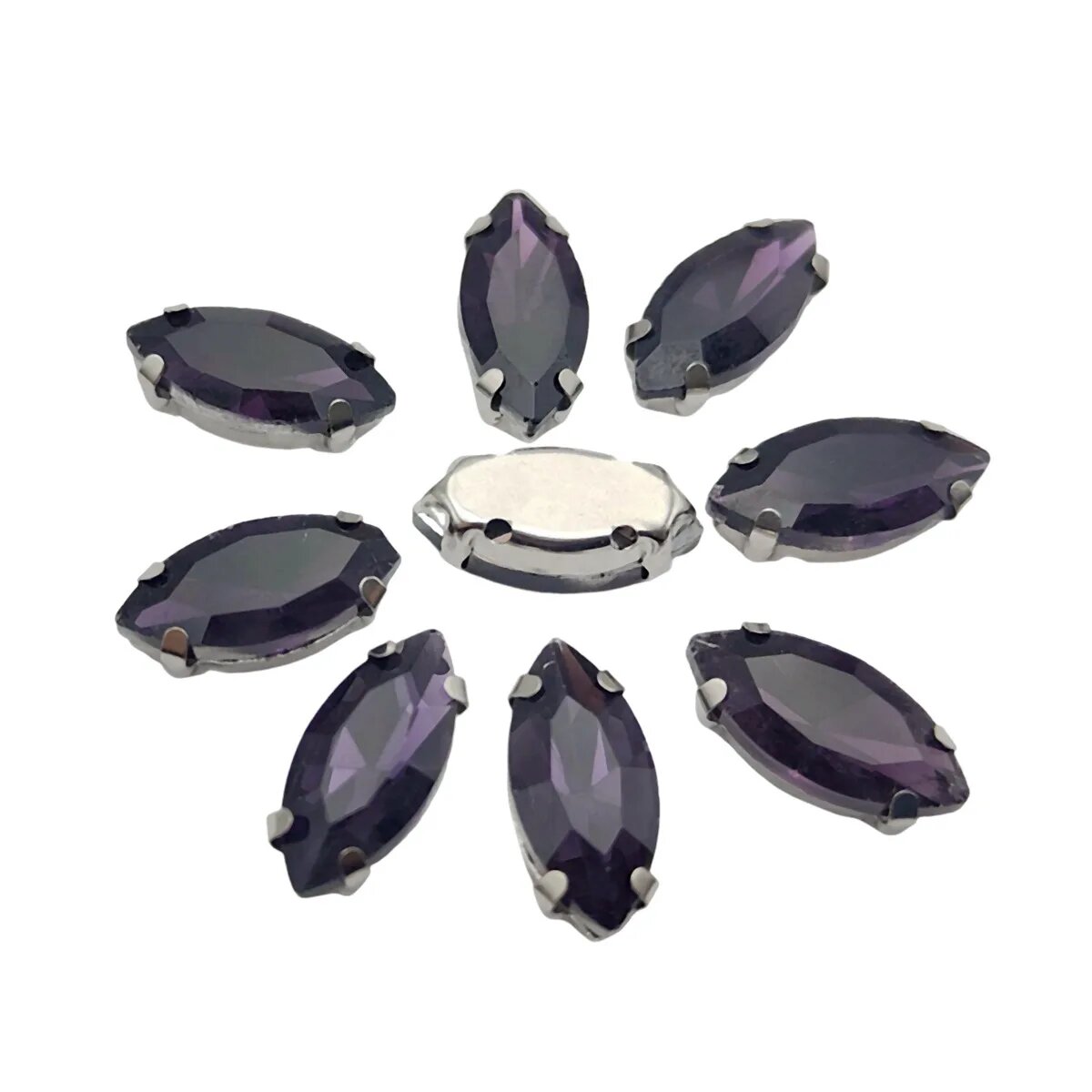 Стразы "Конский глаз" фиолетовые 7x15mm 20шт