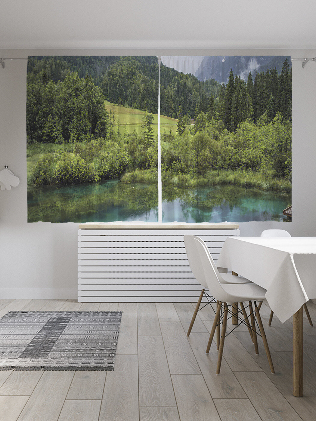 Фотошторы короткие "Лесная тишина", 2 полотна шириной по 145 см, высота 180 см, JoyArty