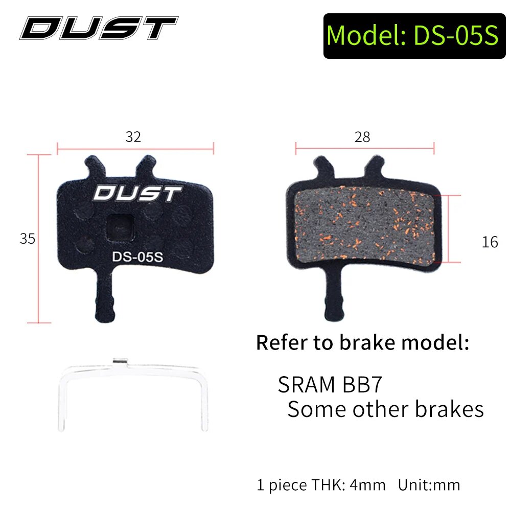Тормозные колодки DUST DS-01S to DS20S для SHIMANO XT XTR M315 SRAM Avid BB5 BB7 Черный, 1Pair DS-05