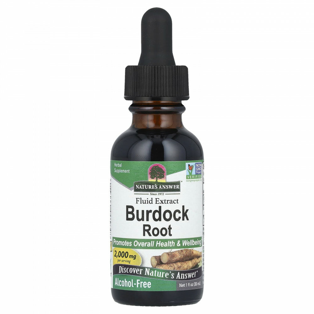 Nature's Answer, корень лопуха, жидкий экстракт, без спирта, 2000 мг, 30 мл (1 жидк. унция)