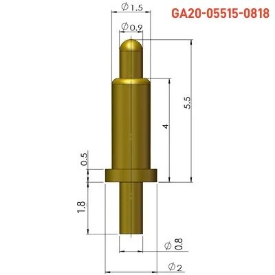 RTLECS Pogopin разъем для аккумулятора GA20-0xX-XX 5PCS, Height H 5.5mm