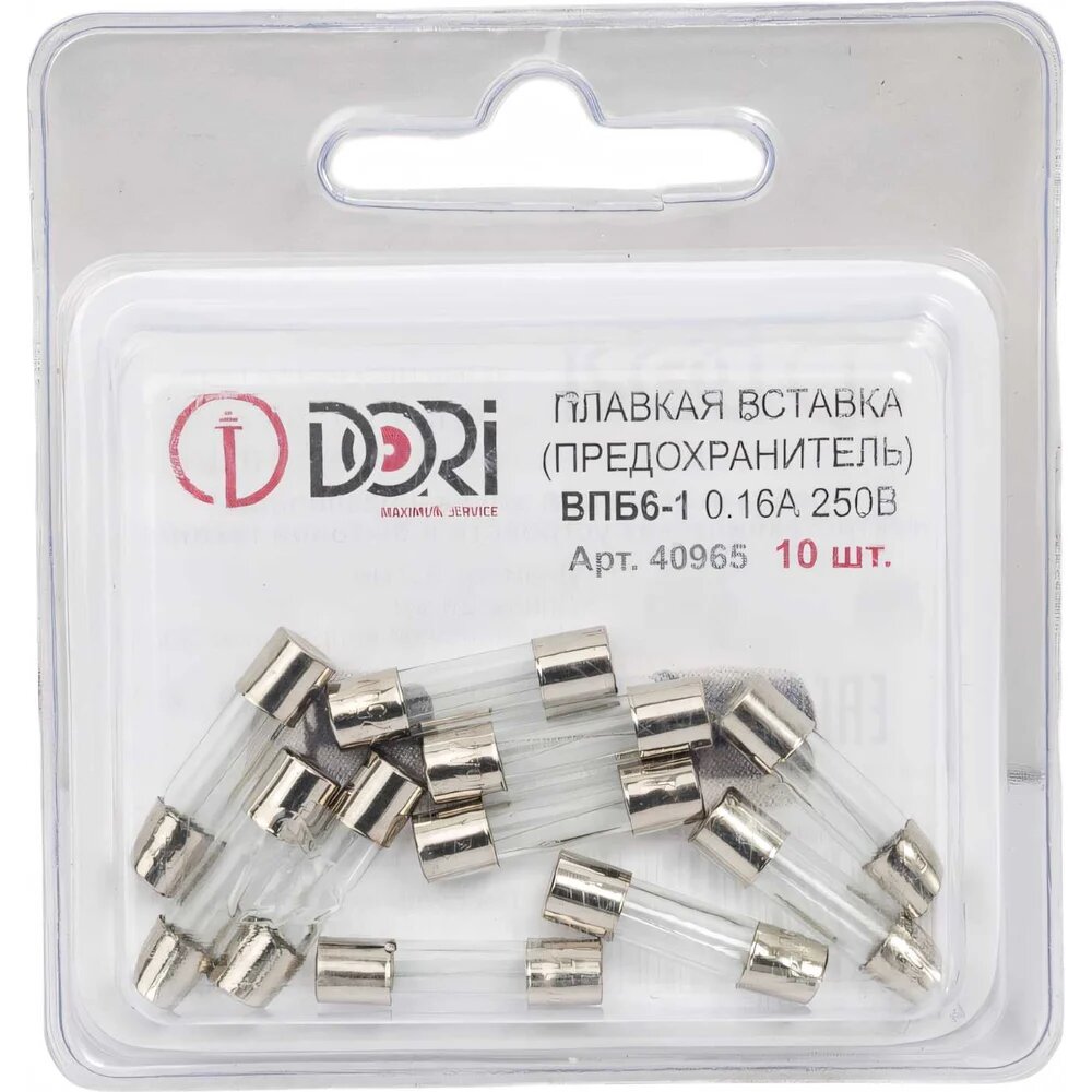 Плавкая вставка DORI ВПБ6-1 0,16А 250В 10 шт 40965