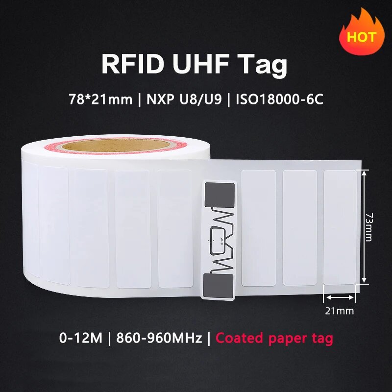 RFID-метки UHF бумажные NXP U8/U9 20 шт Copper paper 73x21mm