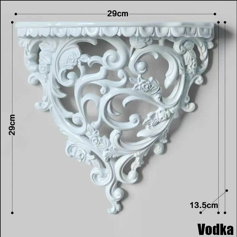 Настенный стеллаж Vodka 29 см белый с орнаментом, декоративный для дома, подставка на стену