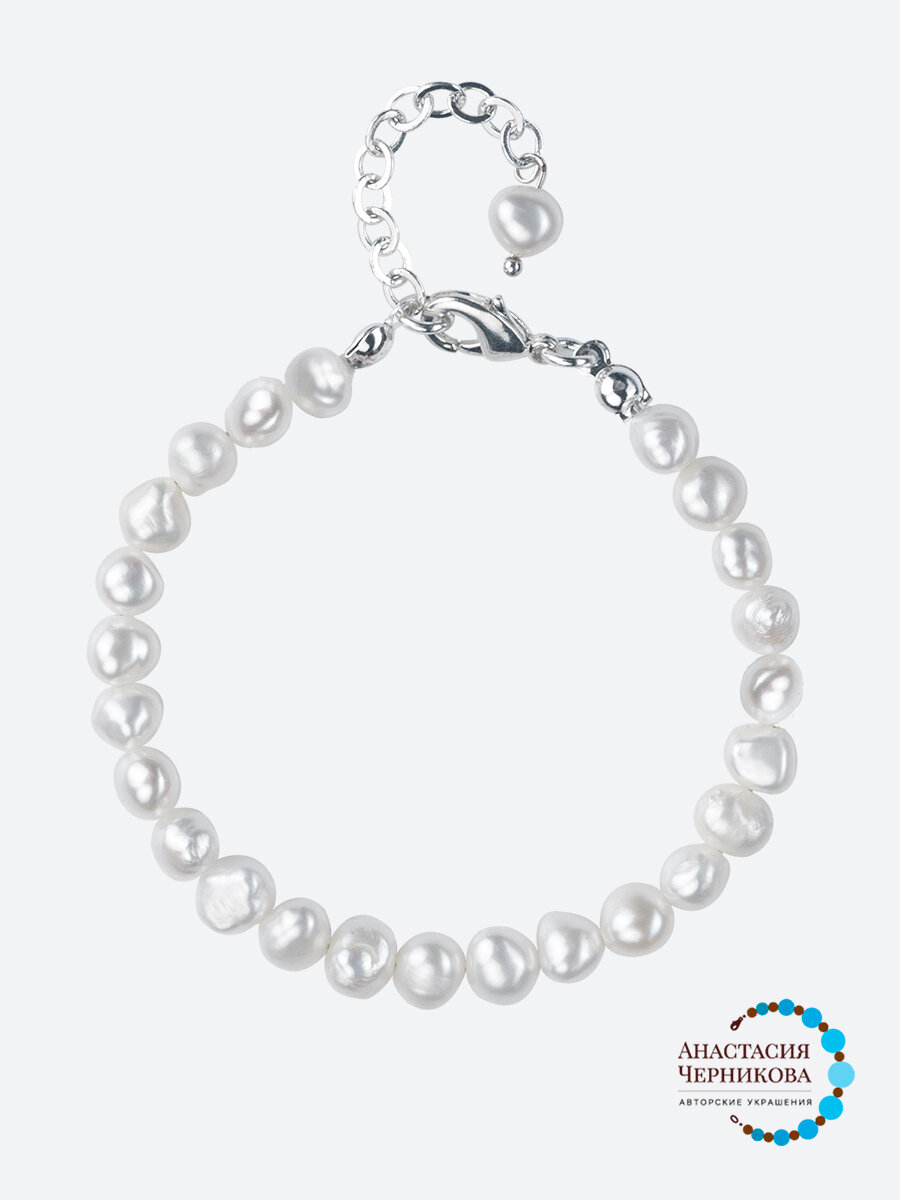 Браслет, жемчуг пресноводный культивированный