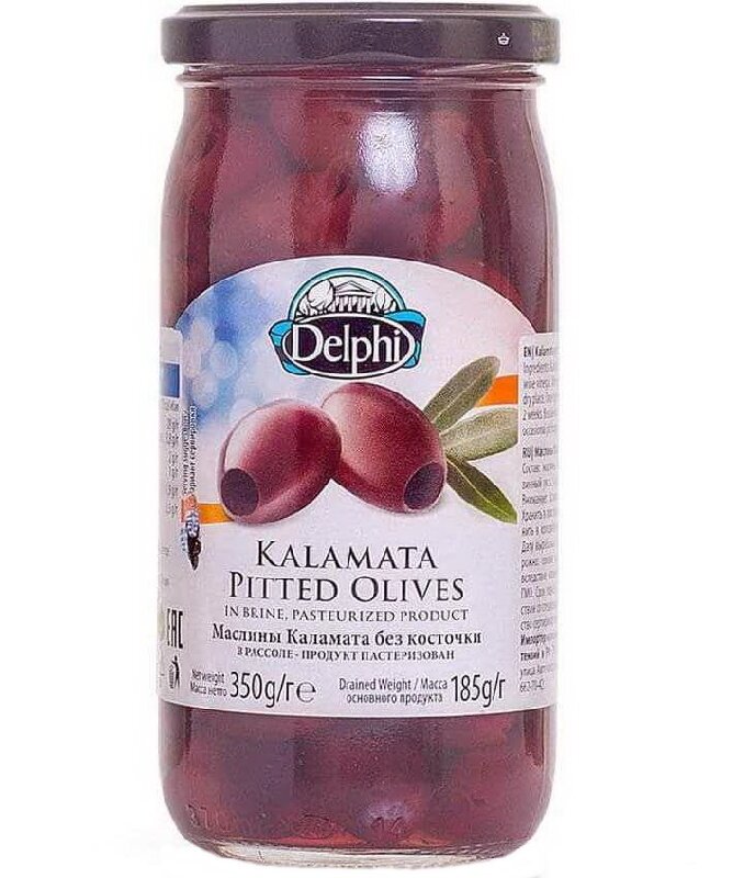Маслины DELPHI без косточек в рассоле Каламата /стекло/ 350г