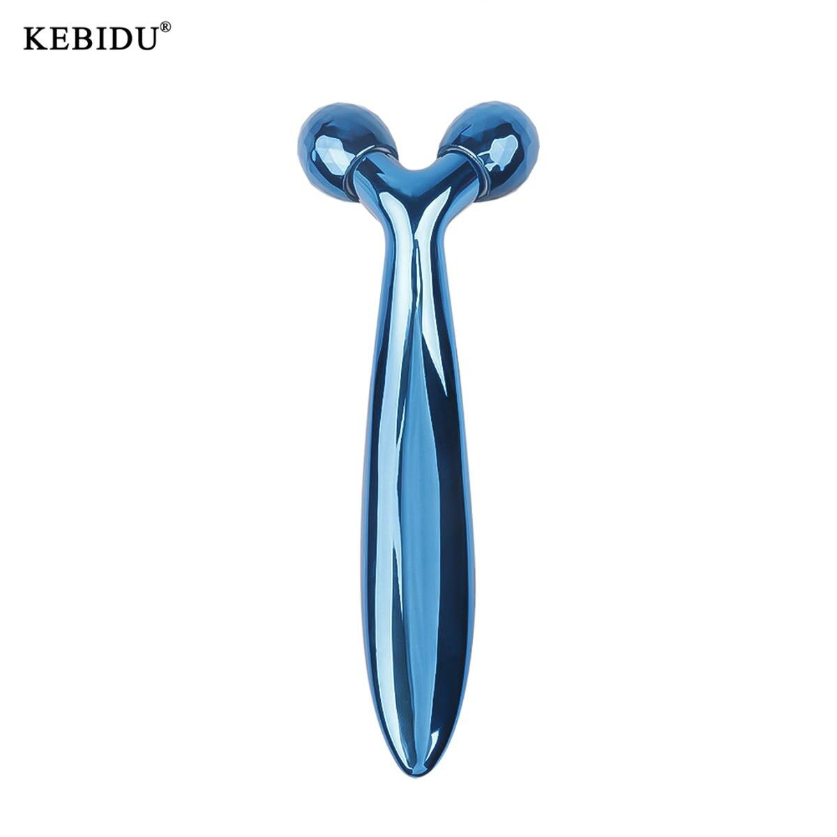 Kebidu 3D-роликовый массажер Y-образной формы с поворотом на 360 градусов для подтяжки лица, удаления морщин, косметический инструмент для ухода за кожей - синий