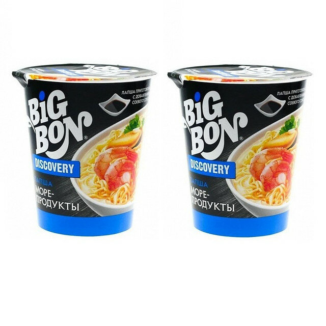 BIGBON Лапша с морепродуктами в термостакане, 70 г, 2 уп