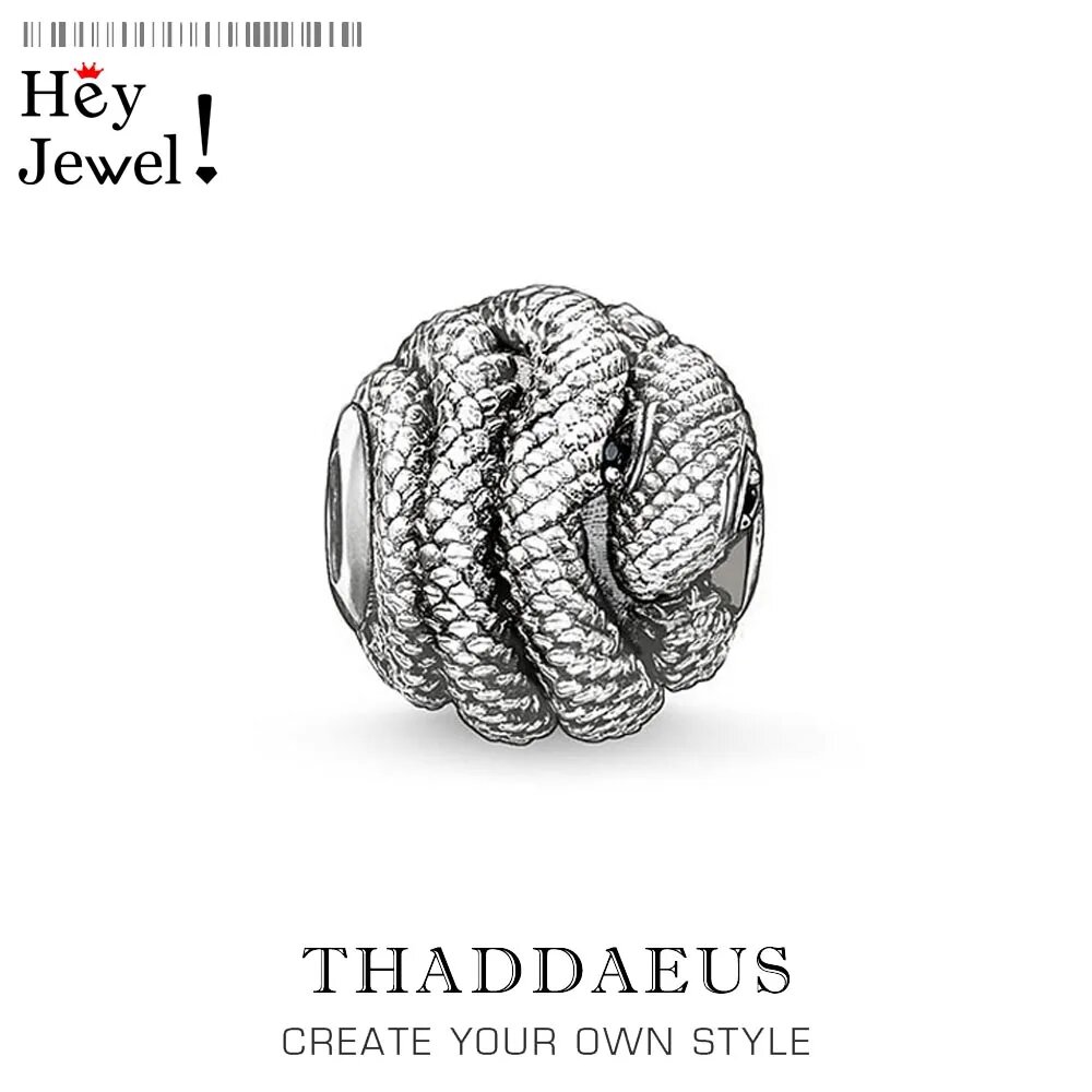 Браслет из тибетского серебра "Змея с бусинами"