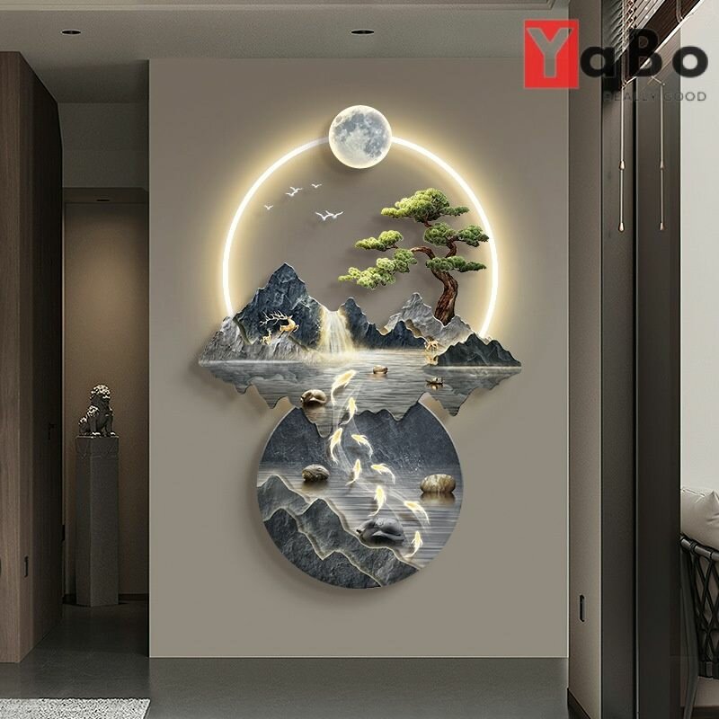 Трехмерные картины на стену для прихожей в новом китайском стиле световой декор для уюта и гармонии в интерьере