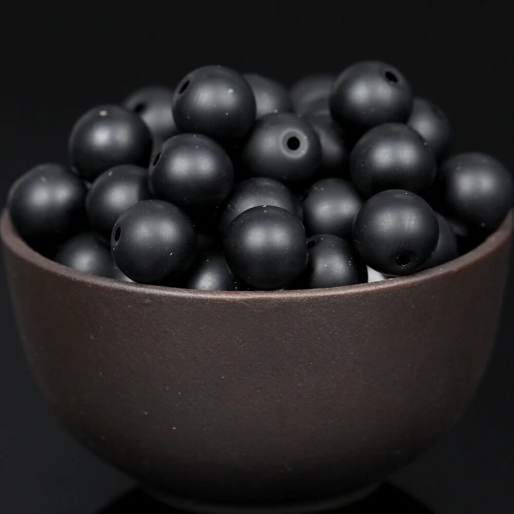 Каменные бусины IYKWIM тигровый глаз амазонит лава Черный, 10mm 36 to 37pcs, Matte Black Agate